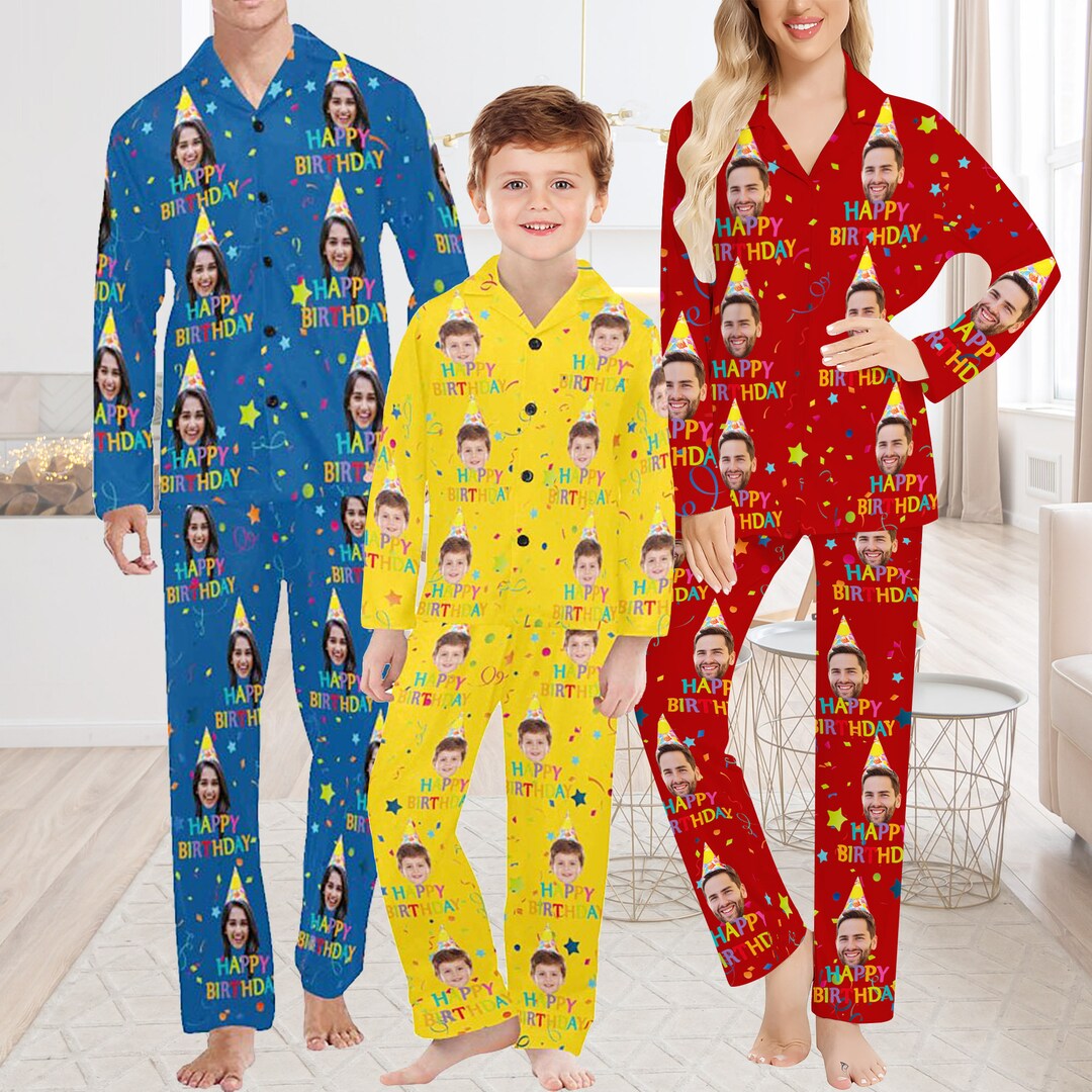 Custom Face Birthday Pajamas: Personalized Family Matching Set - Etsy