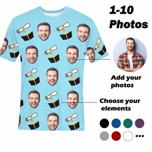 Personalized Graduation Face Photo Shirt,class of 2024 Graduation Shirt ...