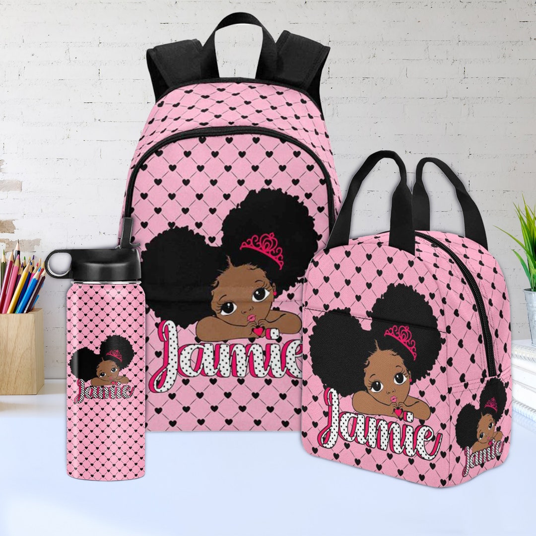 Pink Backpack Bag for Black Girl,personalized Black Girl Backpack Bag ...