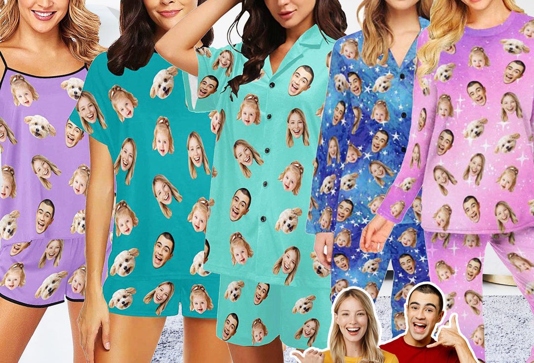 Custom Face Pajama Set: Personalized Photo Pjs, Gifts for Family - Etsy