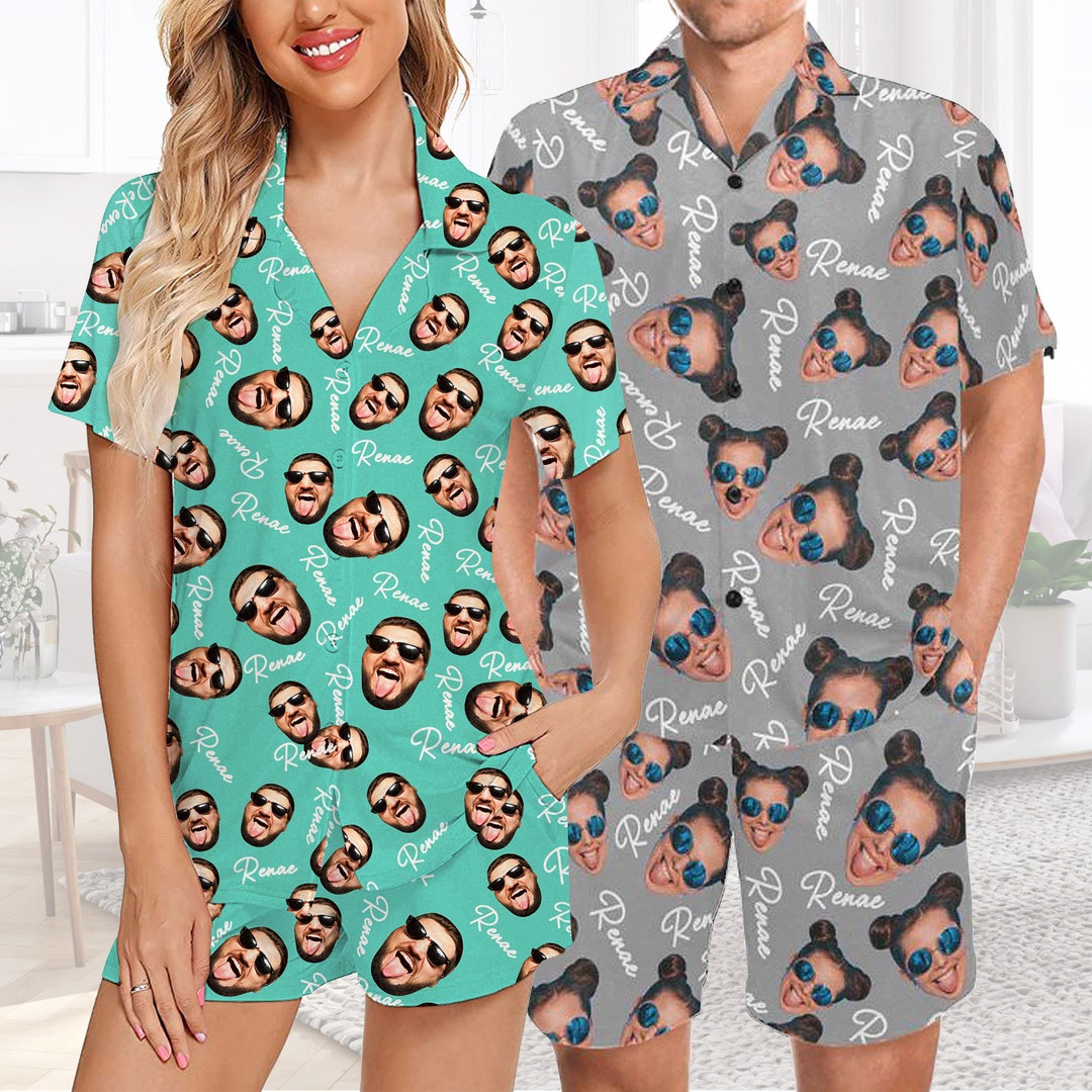 Couple Pajamas Set,custom Pajamas,custom Name Pajamas,family Matching ...