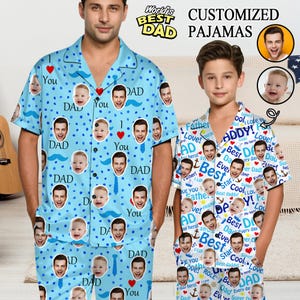 BEST DAD EVER Pajamas,custom Face Sleepwear,short Pajamas Set for Dad ...