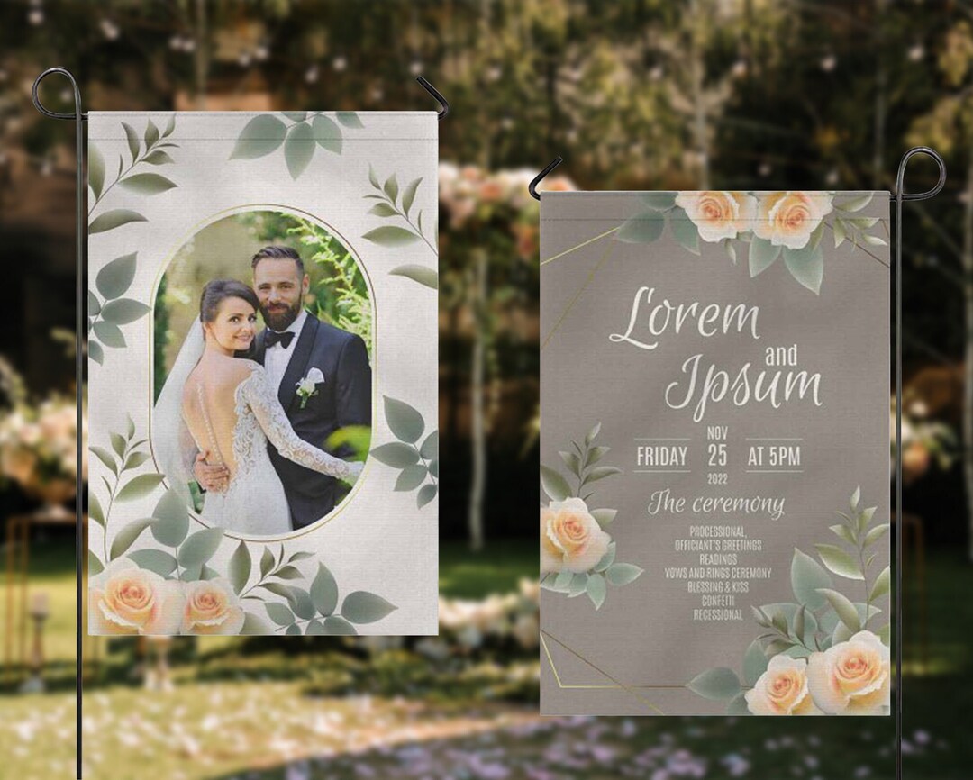 Wedding Garden Flag, New Bride Flag, Floral Wedding Flag, Welcome ...