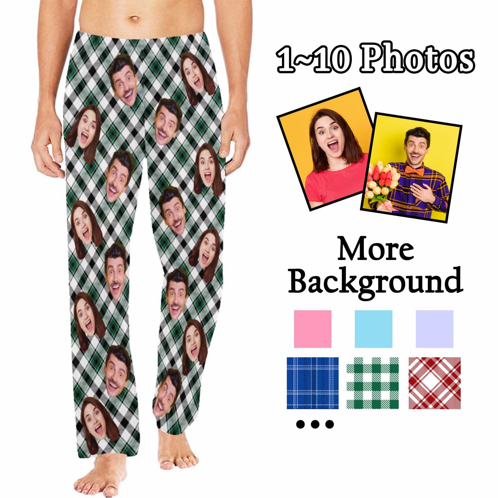 Custom Face Pajama Pants: Personalized Photo Trousers, Family Matching ...