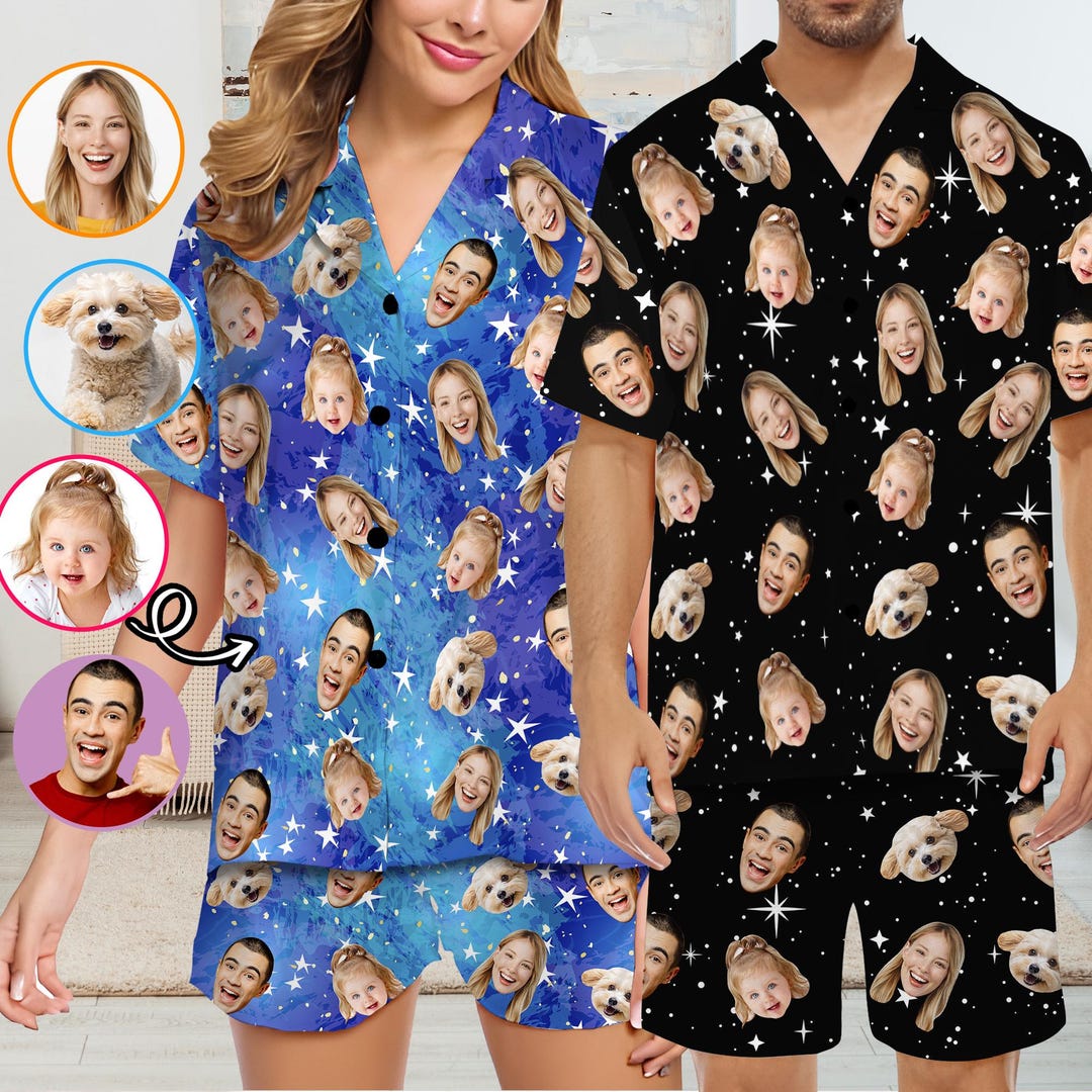 Custom Face Pajama Set: Personalized Photo Summer Pajamas,anniversary ...