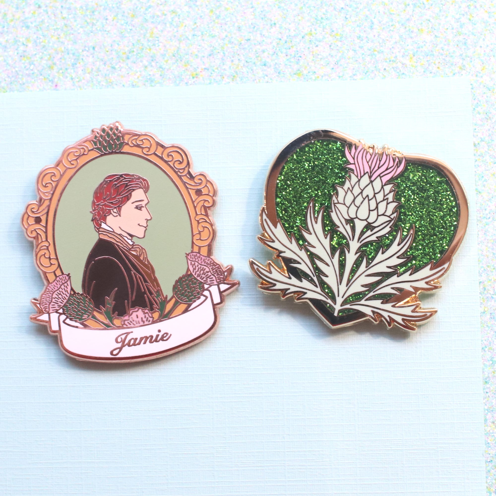 Scottish Thistle Heart Glitter Hard Enamel Pin - Etsy