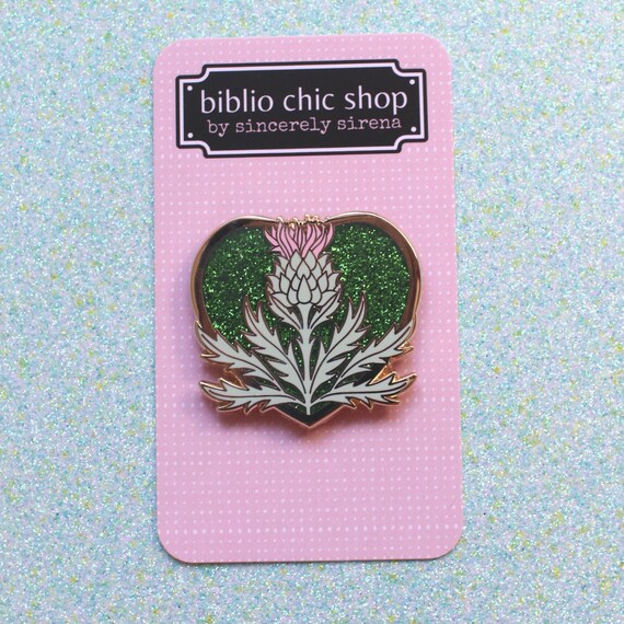 Scottish Thistle Heart Glitter Hard Enamel Pin - Etsy