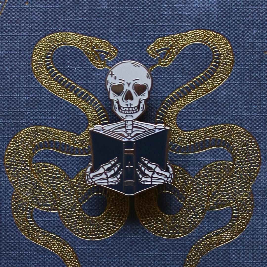One More Chapter Skeleton Bookish Hard Enamel Pin - Etsy