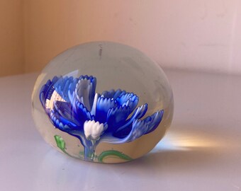 Art Glass Paperweight With Flower Inside - Etsy