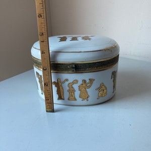 Vintage ISCO Porcelain Dresser Box With Gold Gilt Greco Roman Figures ...