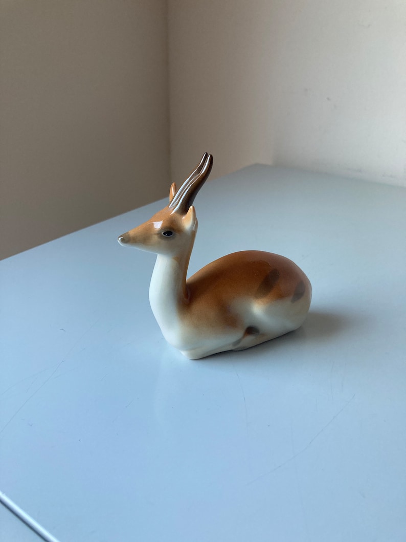 Vintage Lomonosov USSR Porcelain Gazelle Figurine – Mid-century Russian ...
