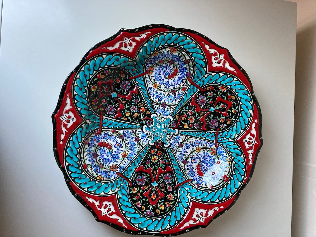 12" Handmade Turkish Raised Iznik Ceramic Plate - Etsy