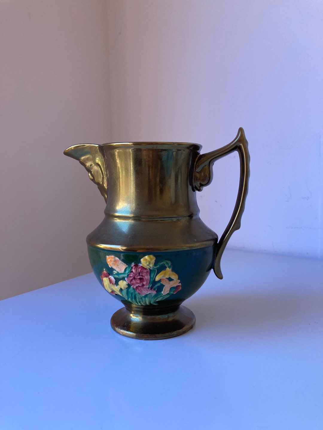 Antique Copper Luster English "mask Spout" Pitcher - Victorian ...