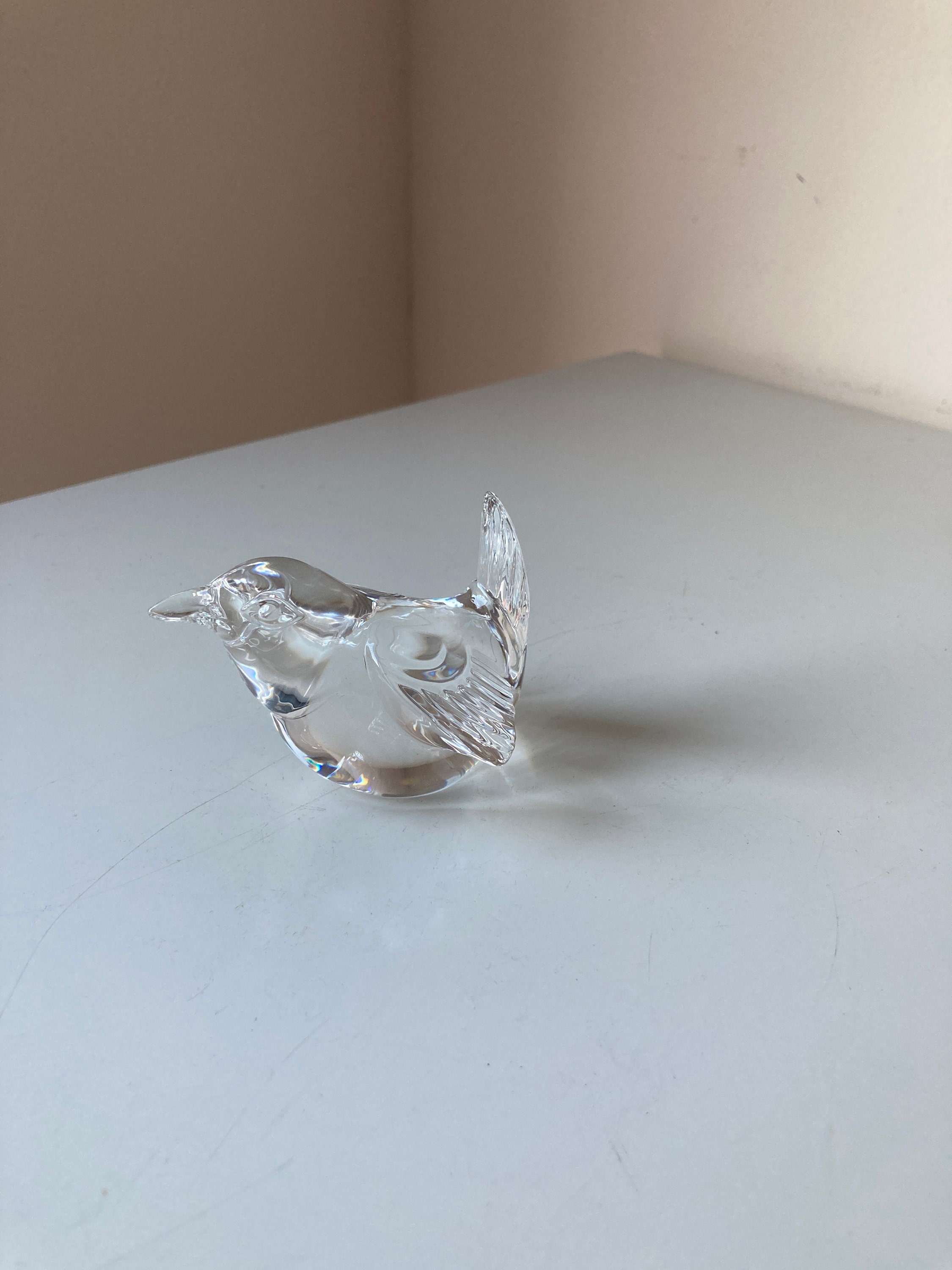 Signed Steuben Crystal Wren Figurine Paperweight Designed by Lloyd ...