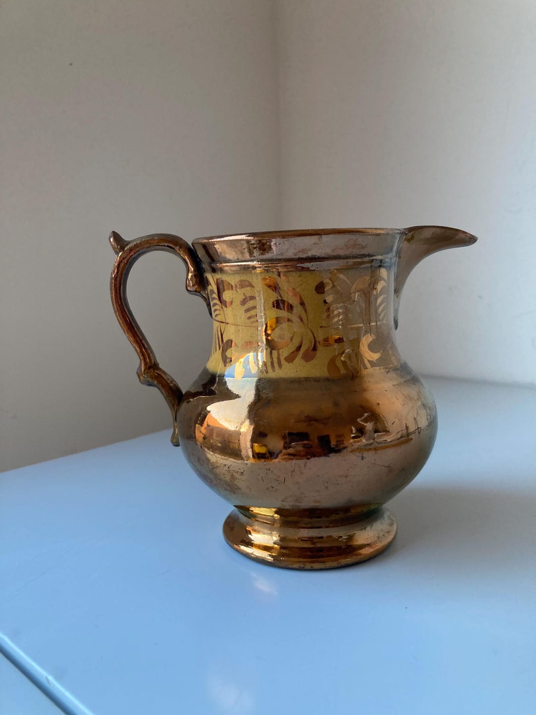 Antique English Copper Lustre Cream Jug, C1800s Staffordshire ...
