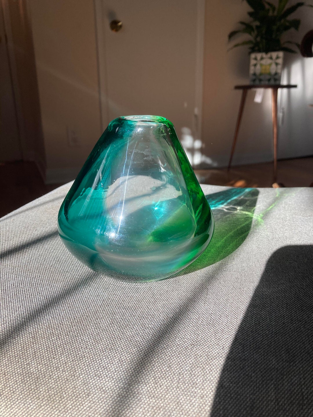 Handblown Art Glass Volcano Vase – Sea Green Studio Glass Sculpture - Etsy
