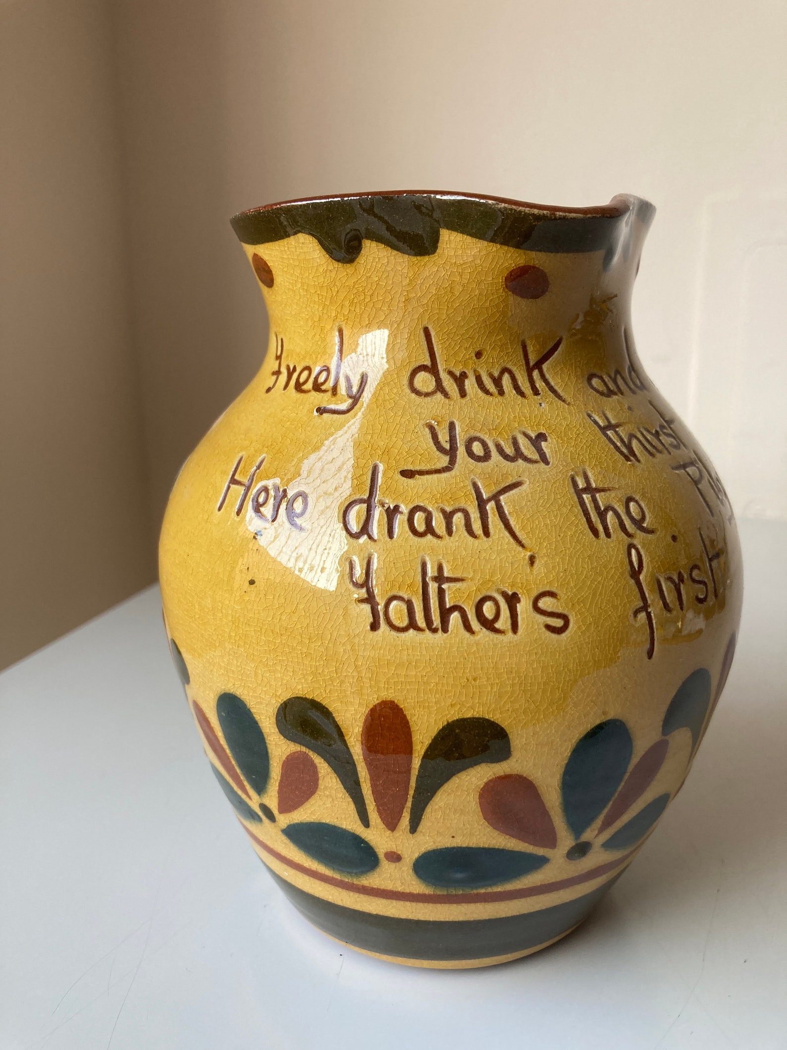 Antique Aller Vale Torquay Mottoware Pitcher Freely Drink and Quench ...