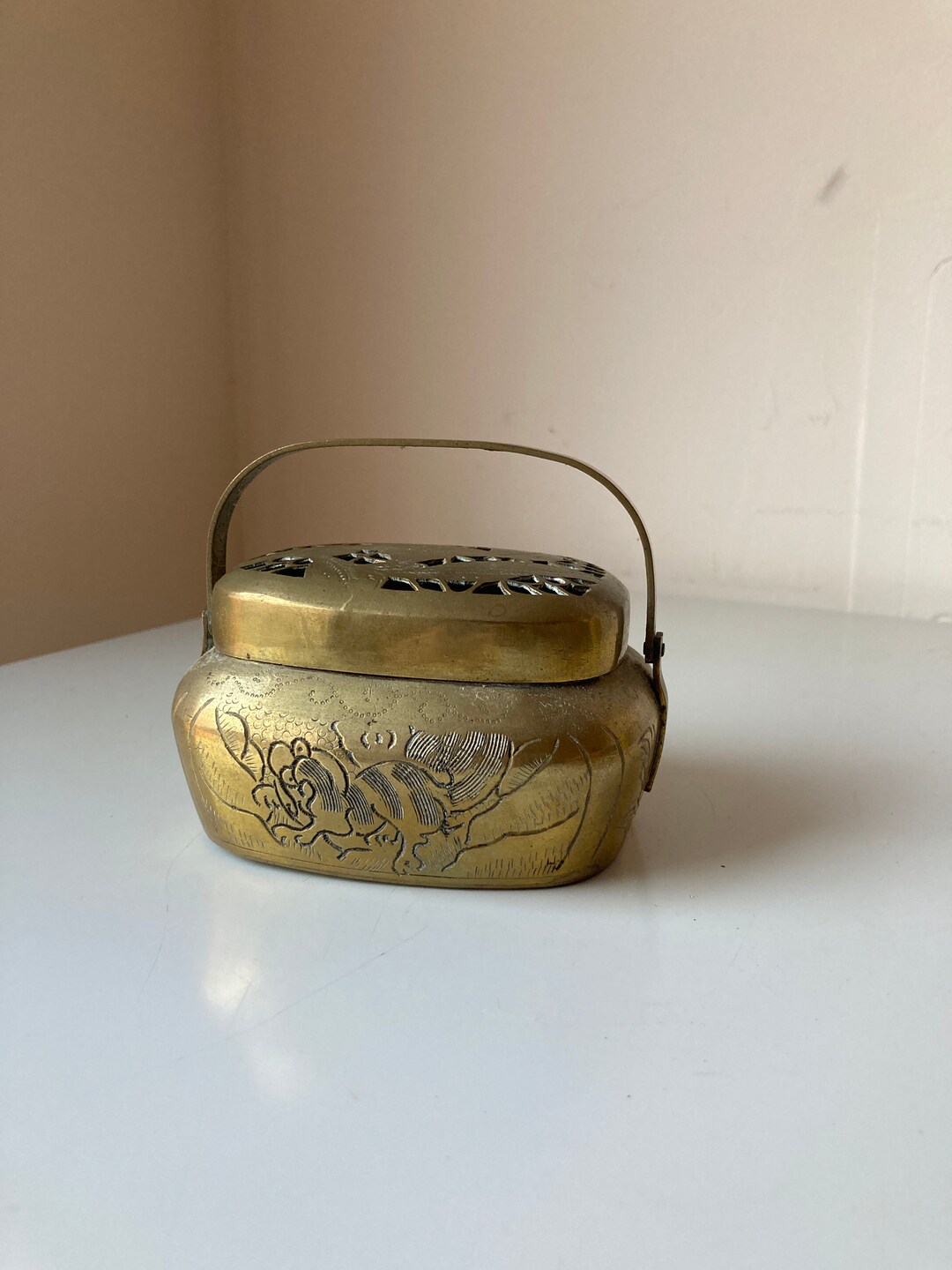 Vintage Chinese Engraved Brass Hand Warmer - Etsy
