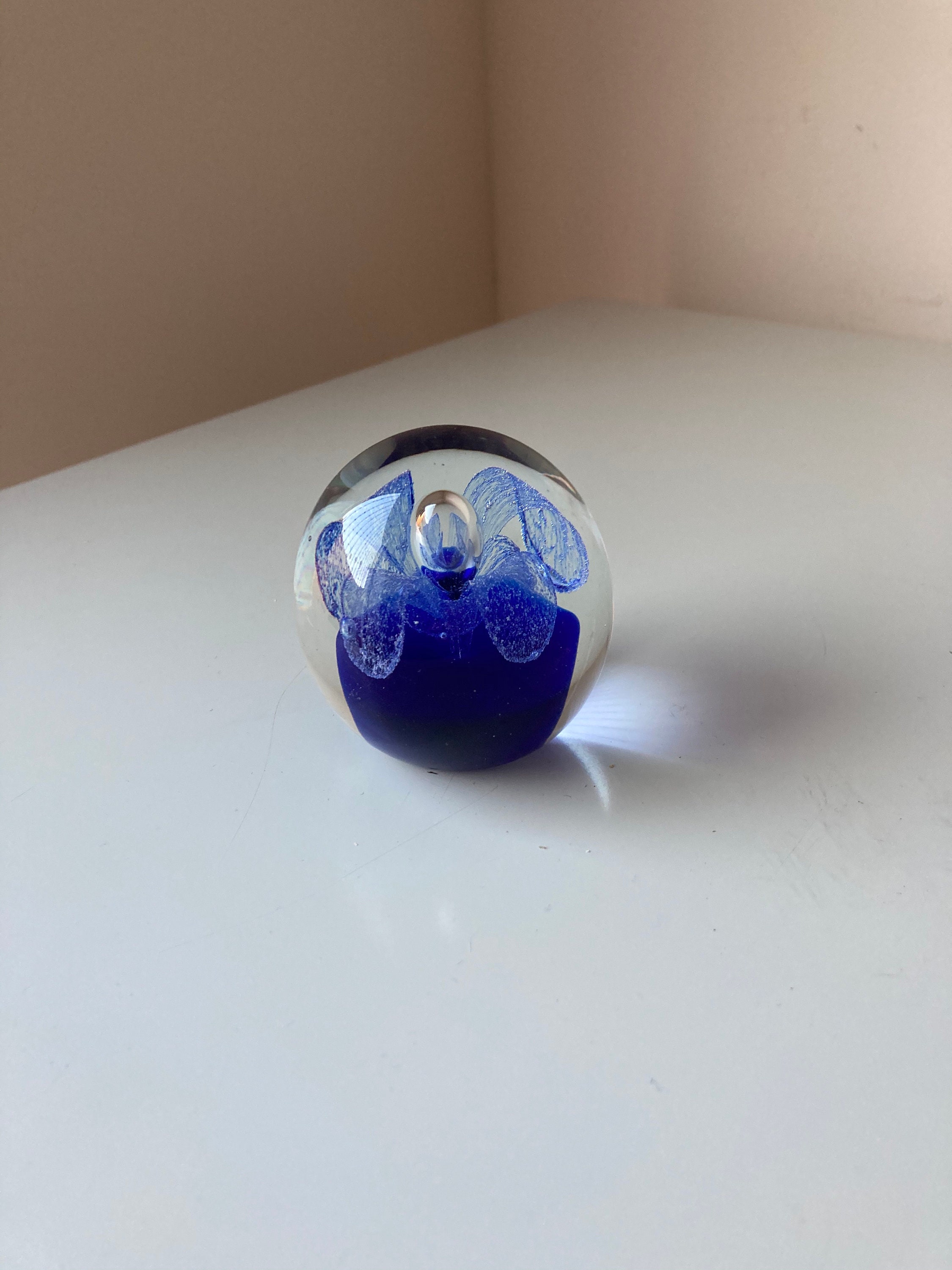 Handblown Art Glass Paperweight Flower in Sphere - Etsy