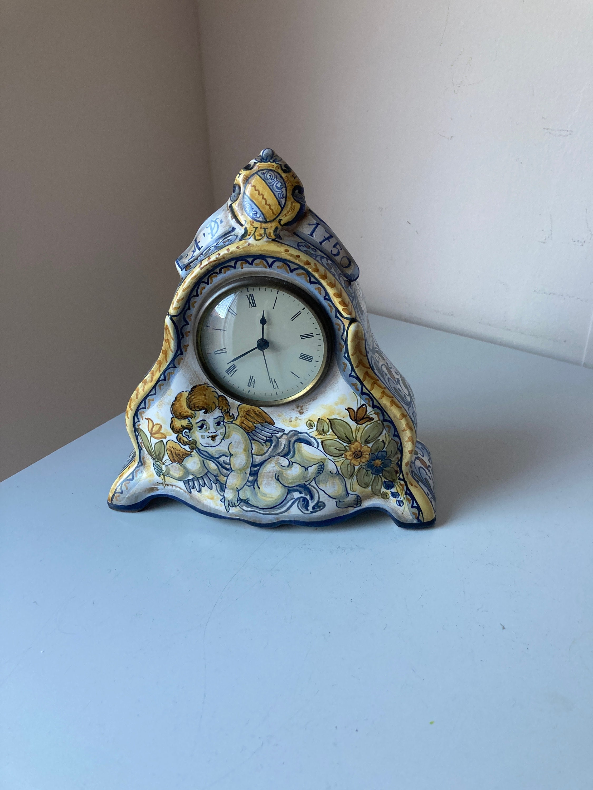 SACA Vintage Italian Majolica Hand Painted Clock - Made Between 1923 ...