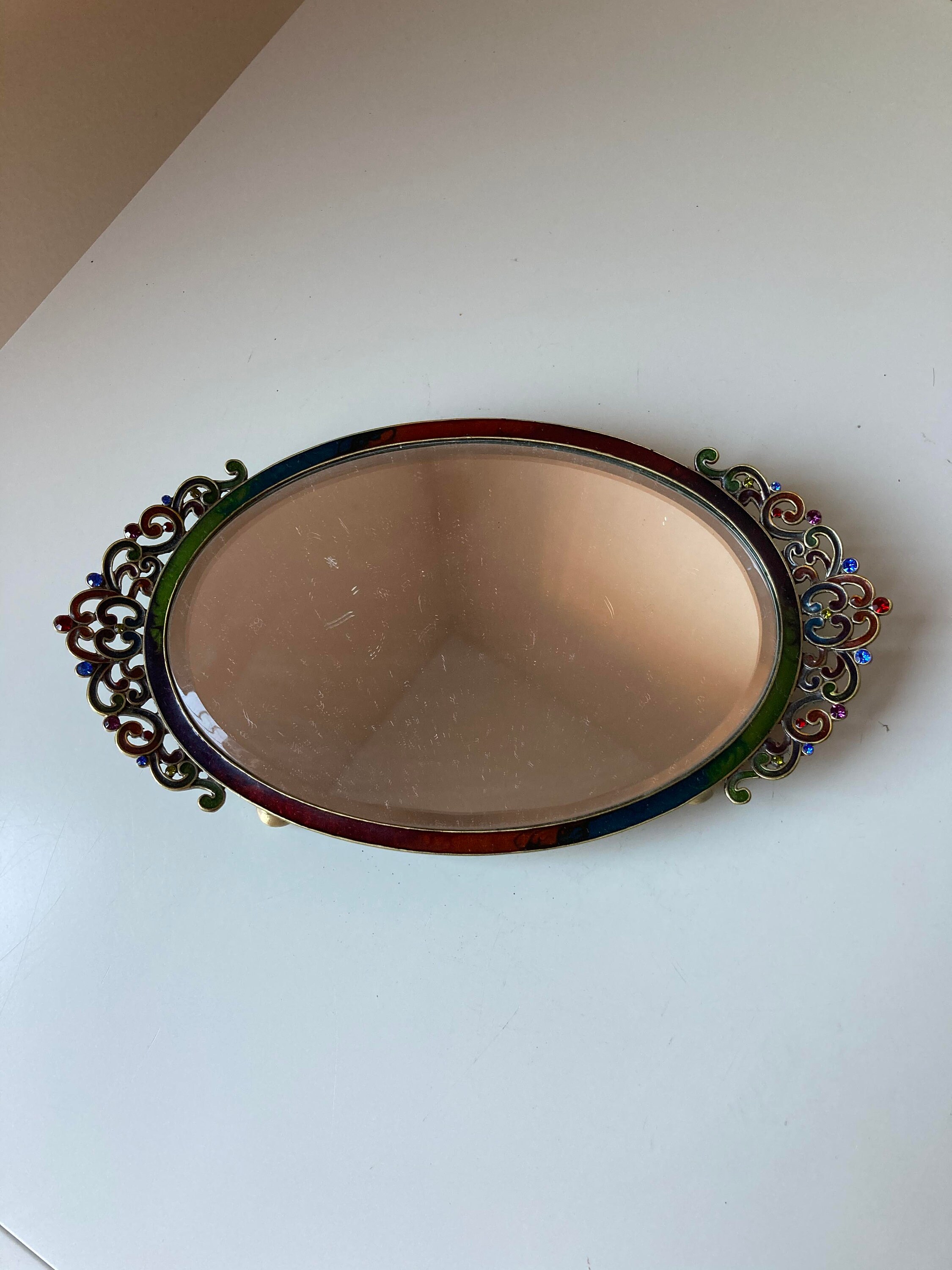 Two's Company Austrian Crystal Vanity Table Mirror Gemmed Tray - Etsy Two's Company Austrian Crystal Vanity Table Mirror Gemmed Tray - Etsy
