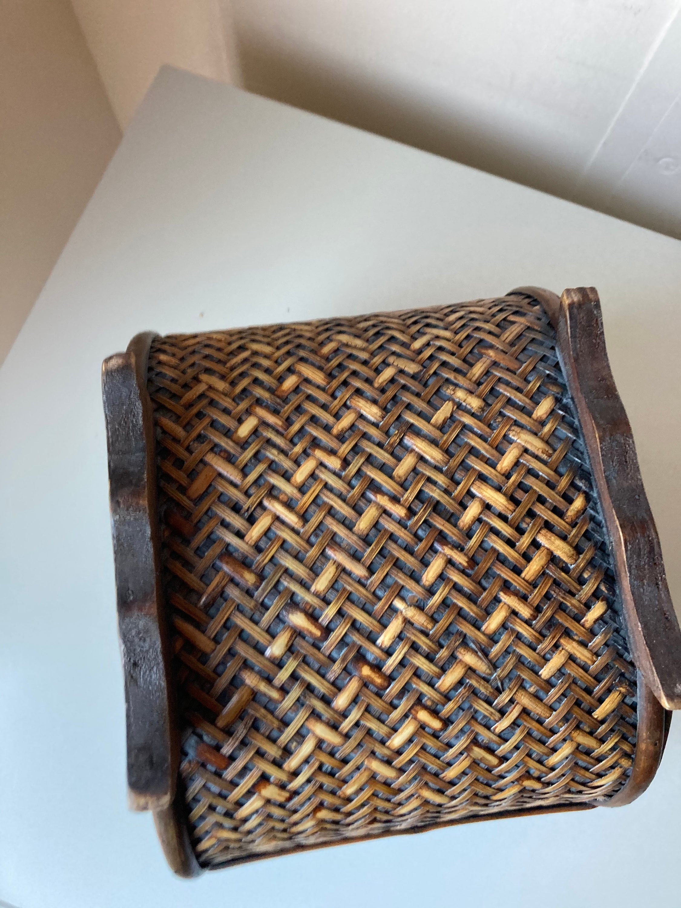 Antique Woven Bamboo Rattan and Wood Chest With Tin Accents - Etsy