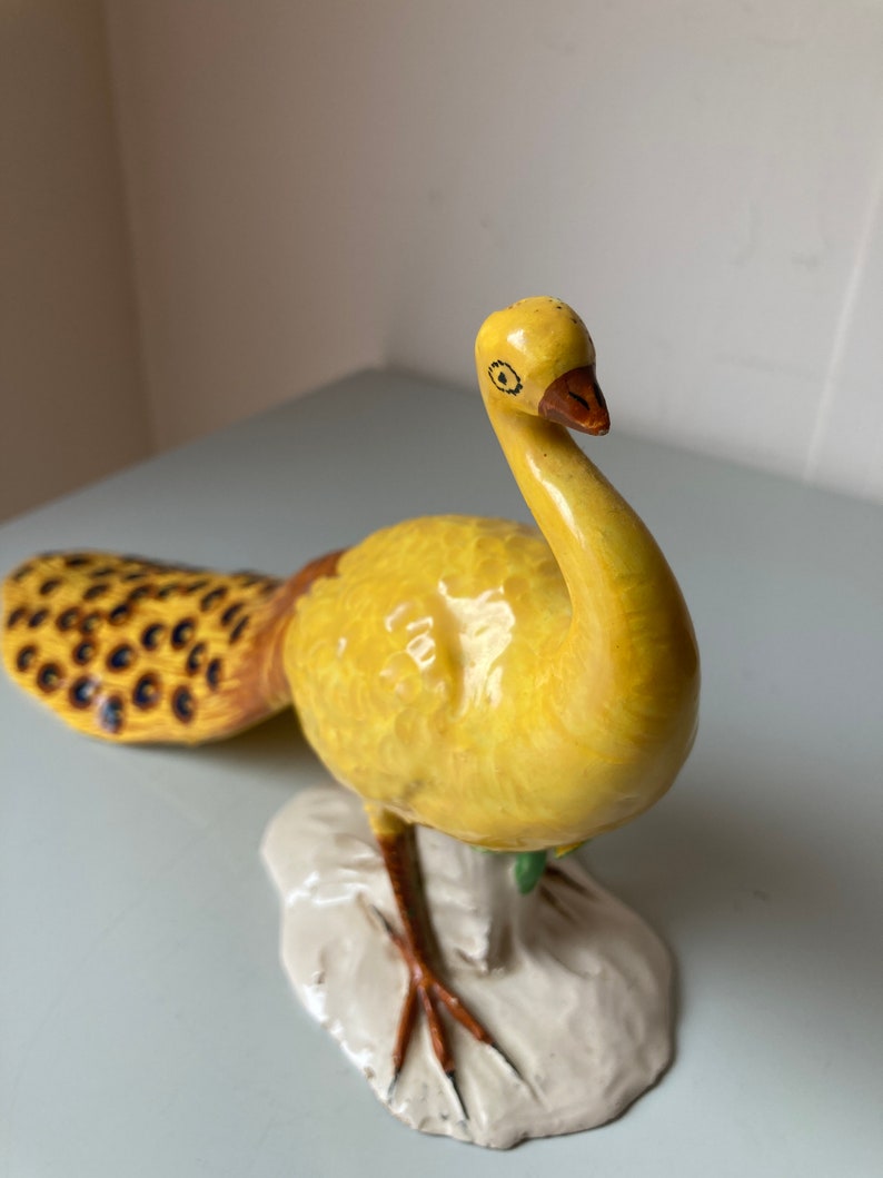 Vintage Italian Majolica Hand Painted Ceramic Peacock Figurine - Etsy