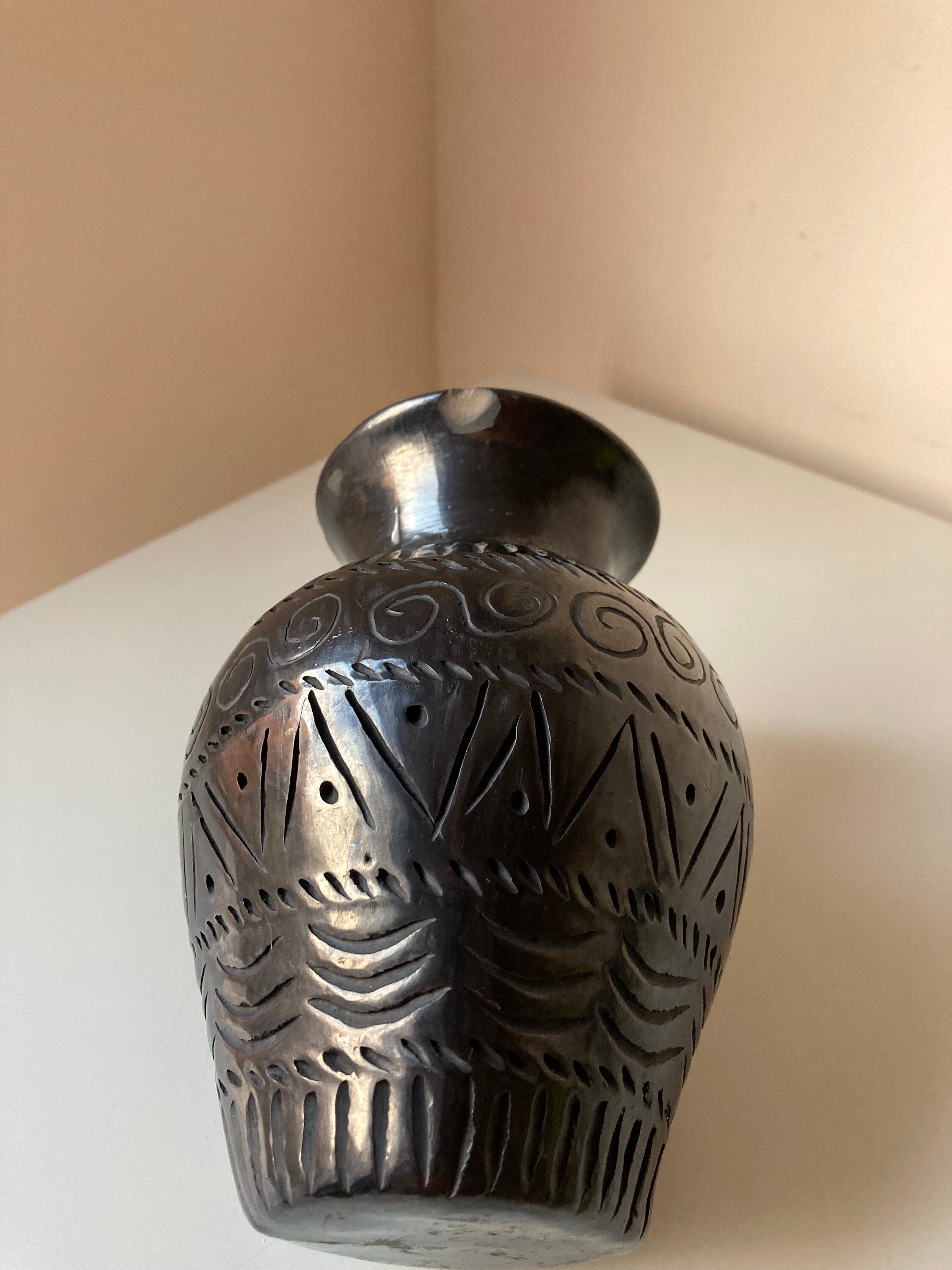 Doña Rosa Signed Blackware Vase - Etsy