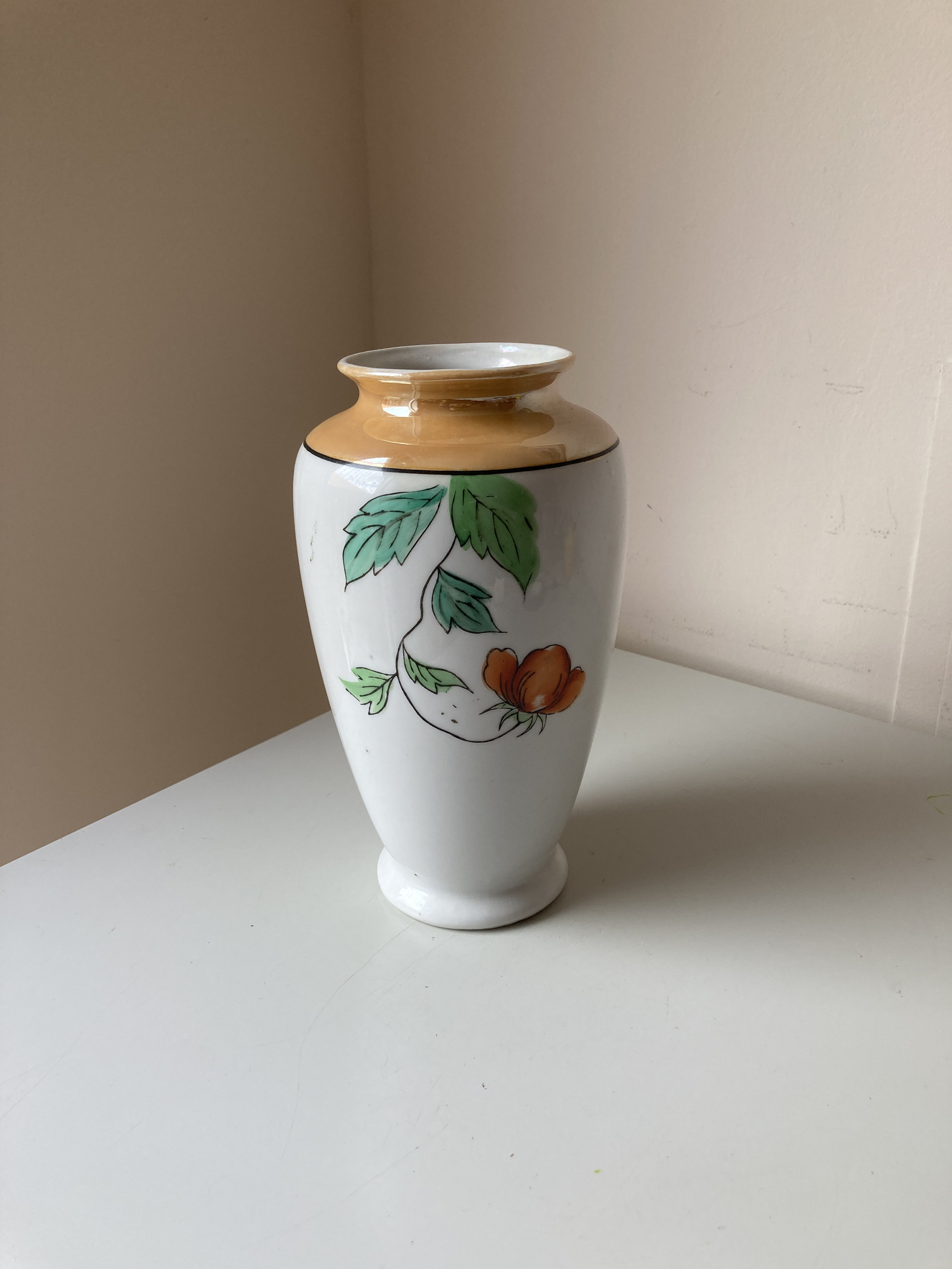 Large Vintage Japanese Lusterware Vase With Floral Design - Etsy