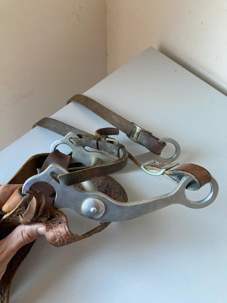Vintage Horse Bridle With Tooled Leather Headstall Crockett Bit and ...