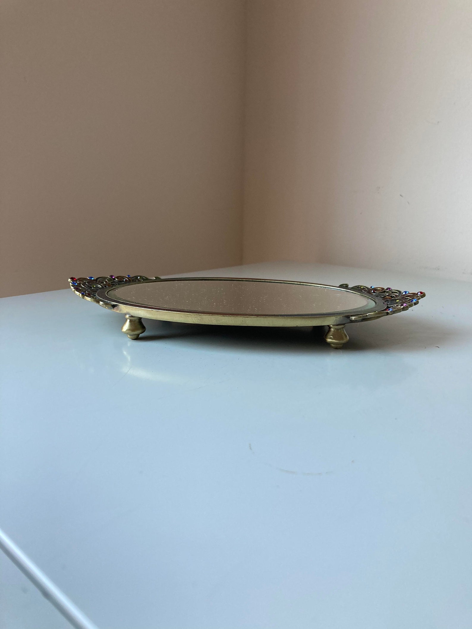 Two's Company Austrian Crystal Vanity Table Mirror Gemmed Tray - Etsy Two's Company Austrian Crystal Vanity Table Mirror Gemmed Tray - Etsy