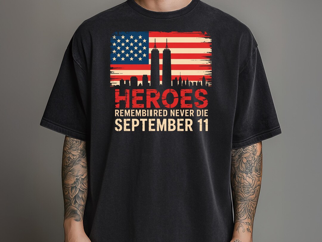 Heroes Remembered PNG September 11 American Flag Skyline Twin Towers ...