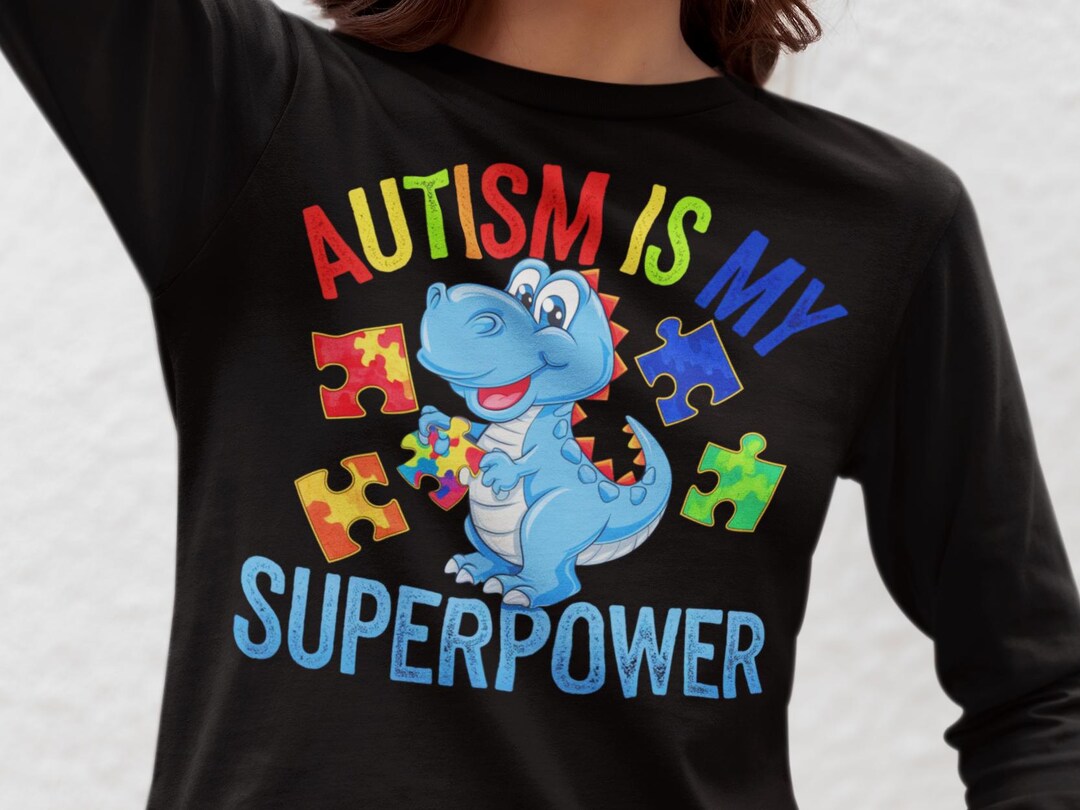 Autism is My Superpower PNG Cute Dinosaur Puzzle Pieces Design Digital ...