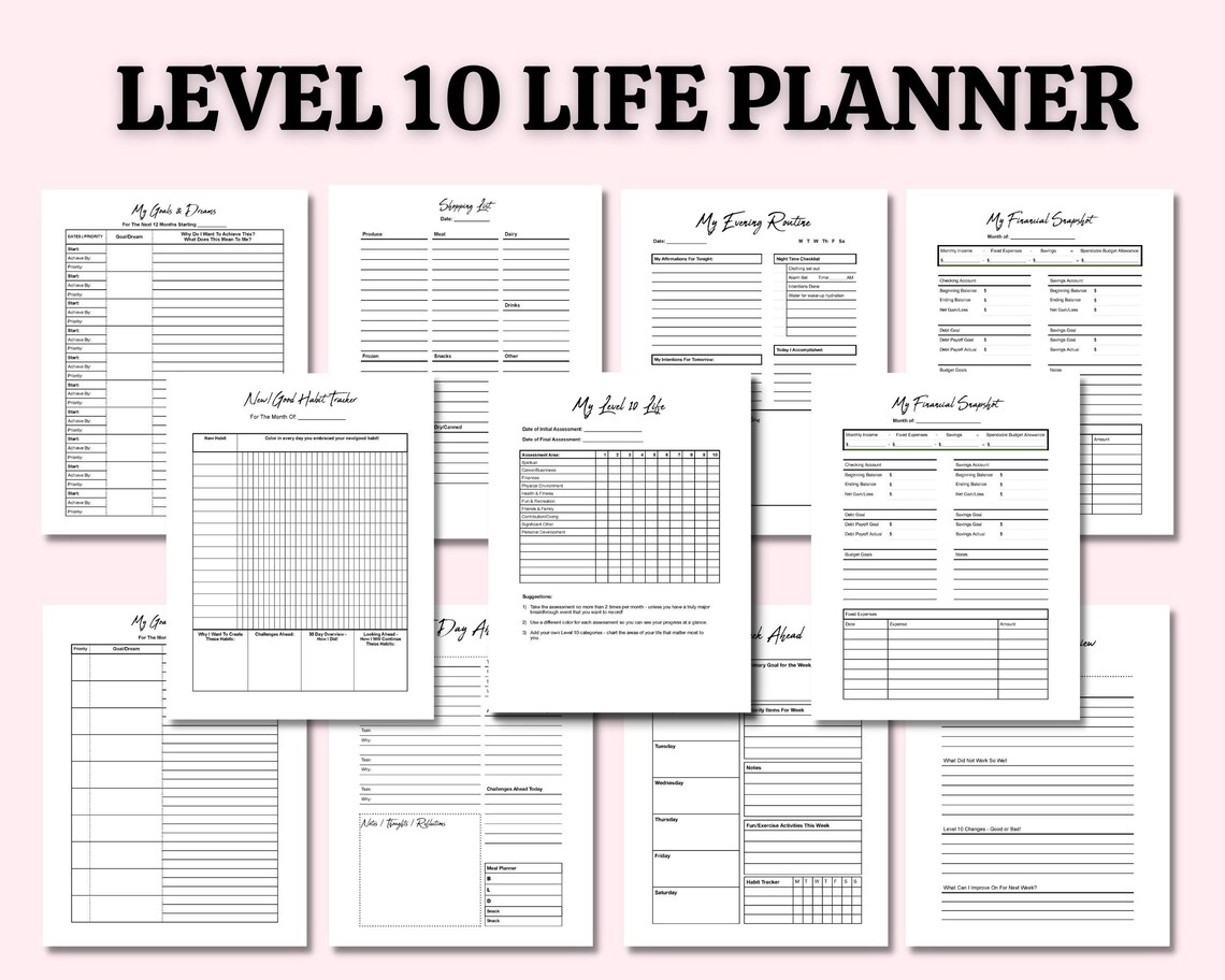 My Level 10 Life Planner Printable - Printable Planner - Gratitude ...