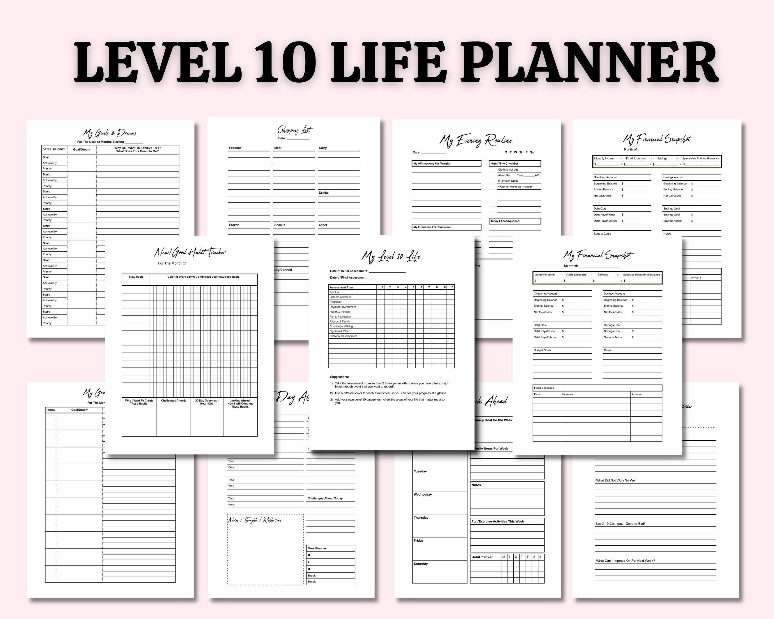 My Level 10 Life Planner Printable - Printable Planner - Gratitude ...