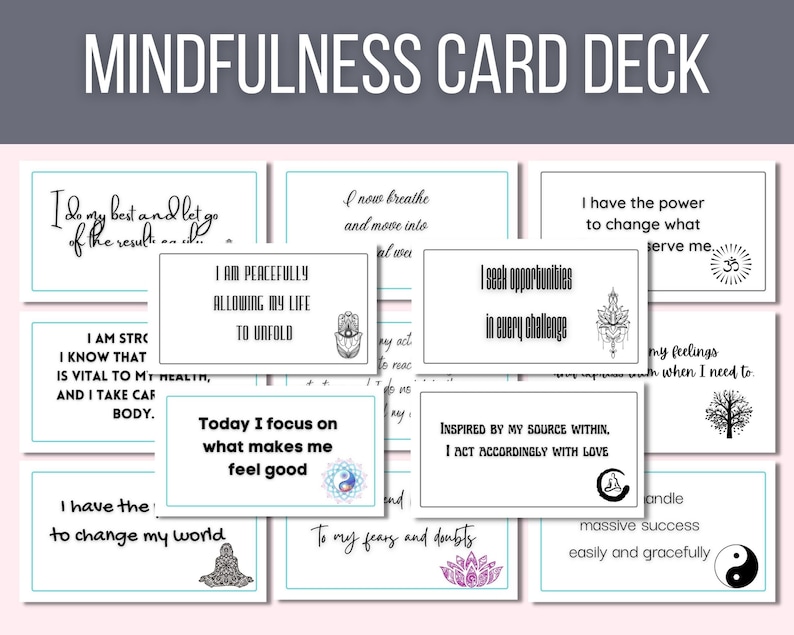 Mindfulness Printable Card Deck - Inspirational Card Deck - Positive ...