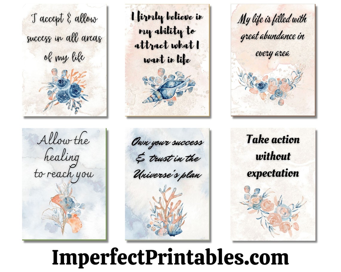 Ocean Theme 3x4 Positive Reminders Positive Affirmation Cards ...