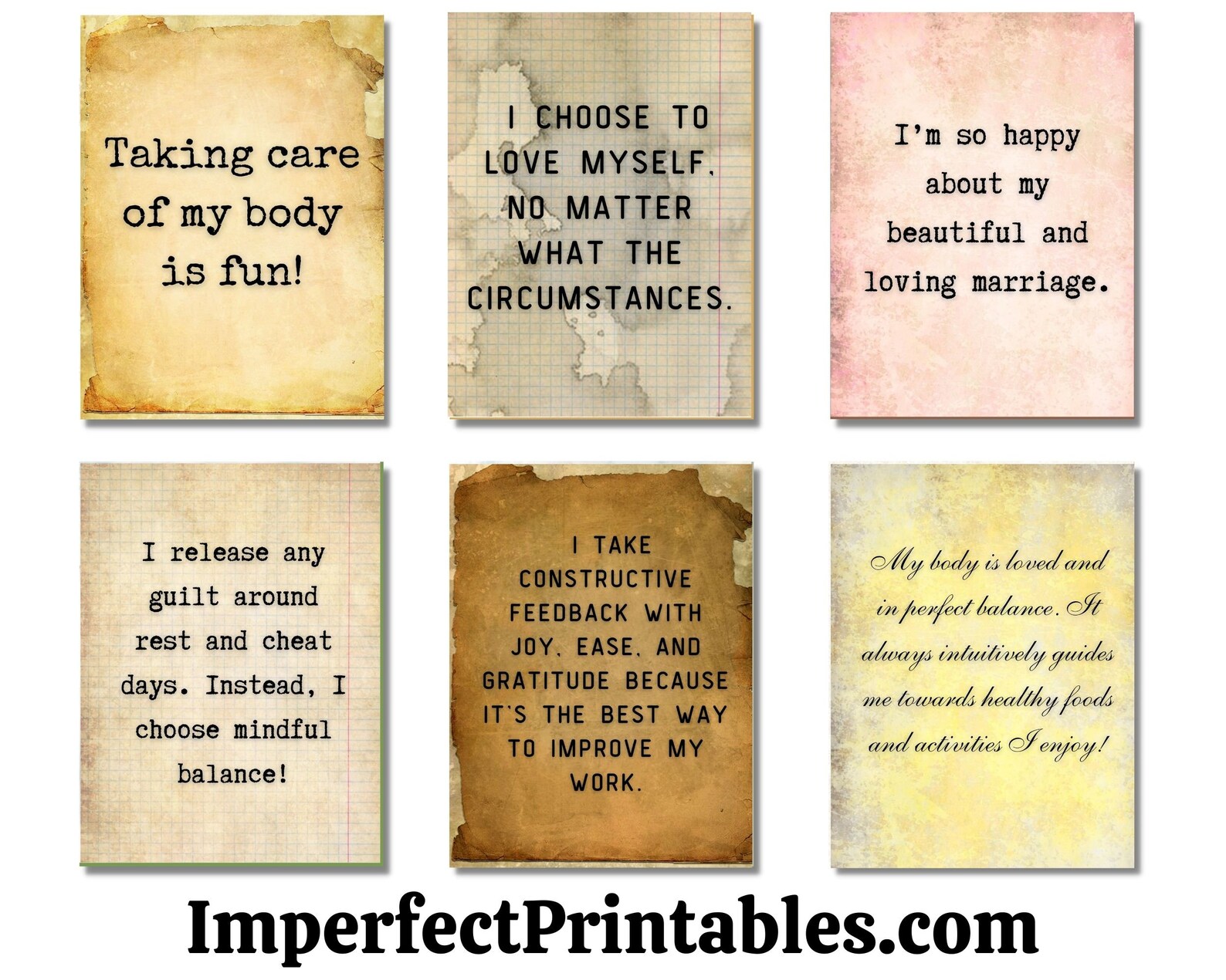 Vintage Retro 3x4 Positive Reminders Positive Affirmation Cards ...