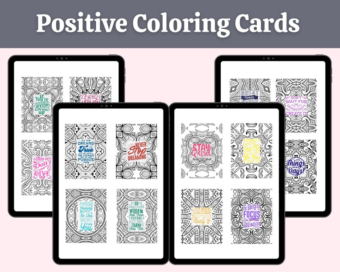Coloring 3x4 Positive Reminders Positive Affirmation Cards - Positive ...