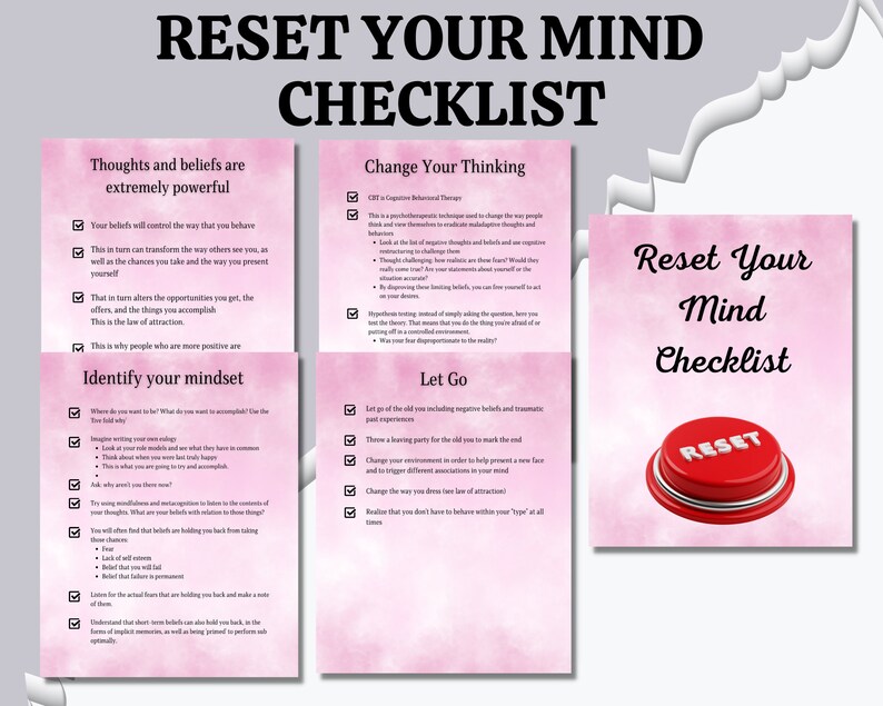 Reset Your Mind Checklist - Etsy