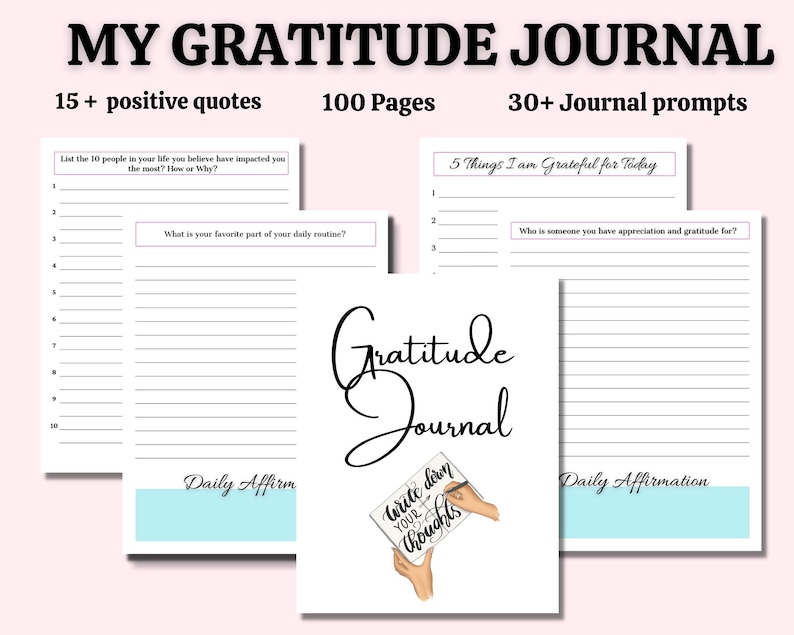 Canva Template - Gratitude Journal - Journal Prompts - Positive ...