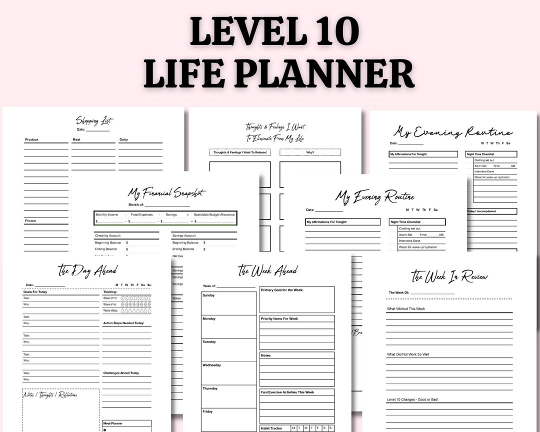 My Level 10 Life Planner Printable - Printable Planner - Gratitude ...