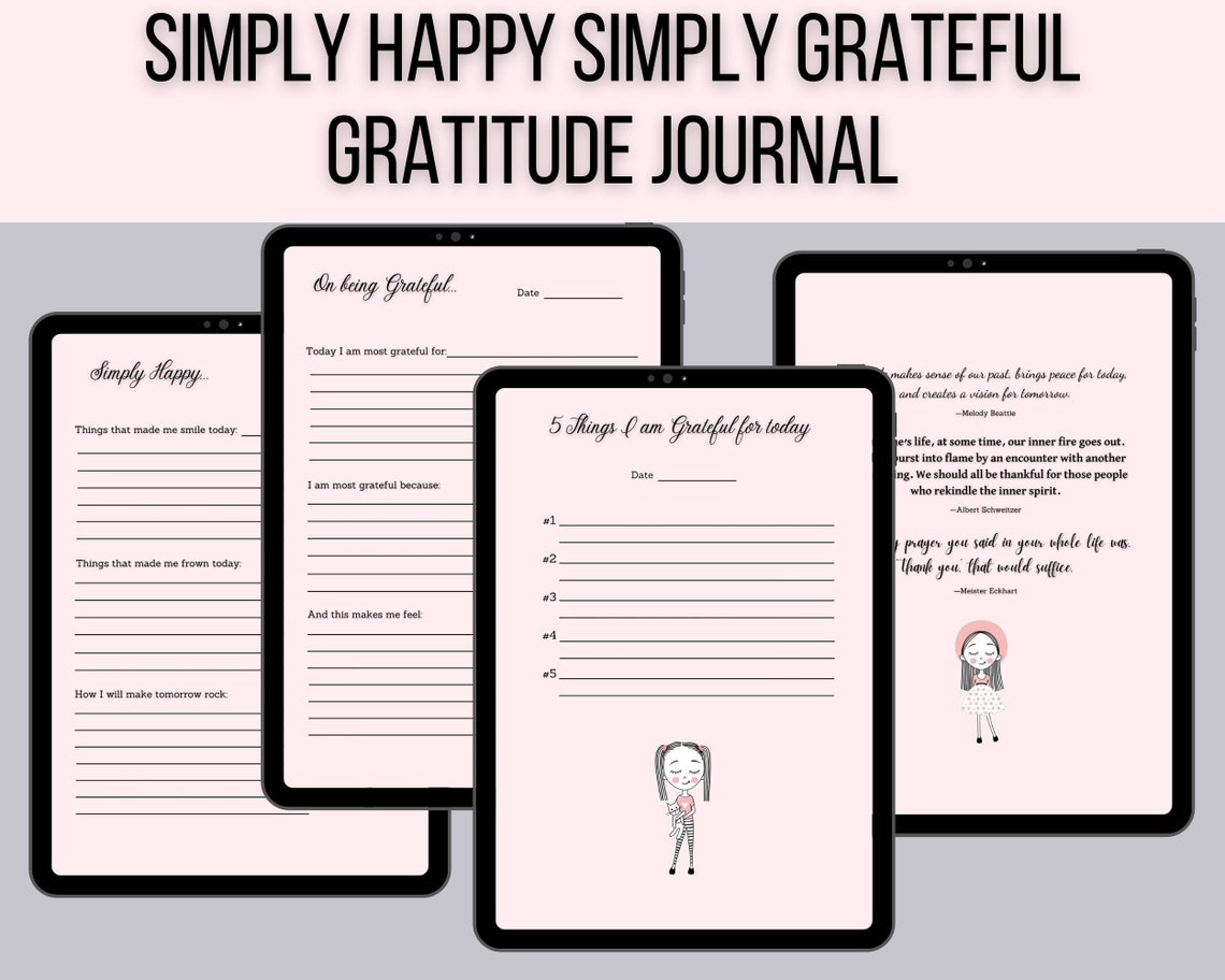 Simply Happy Simply Grateful Printable Journal Gratitude Journal Count ...
