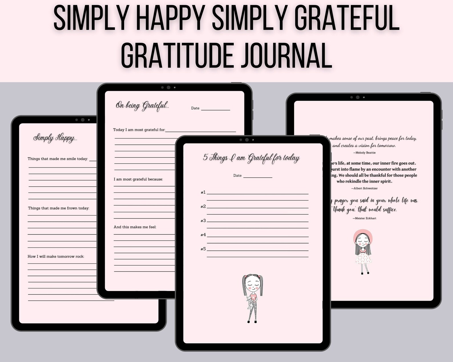 Simply Happy Simply Grateful Printable Journal Gratitude Journal Count ...