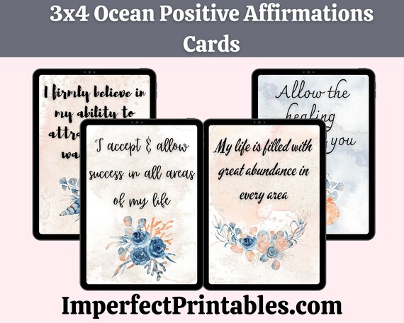 Ocean Theme 3x4 Positive Reminders Positive Affirmation Cards | Etsy