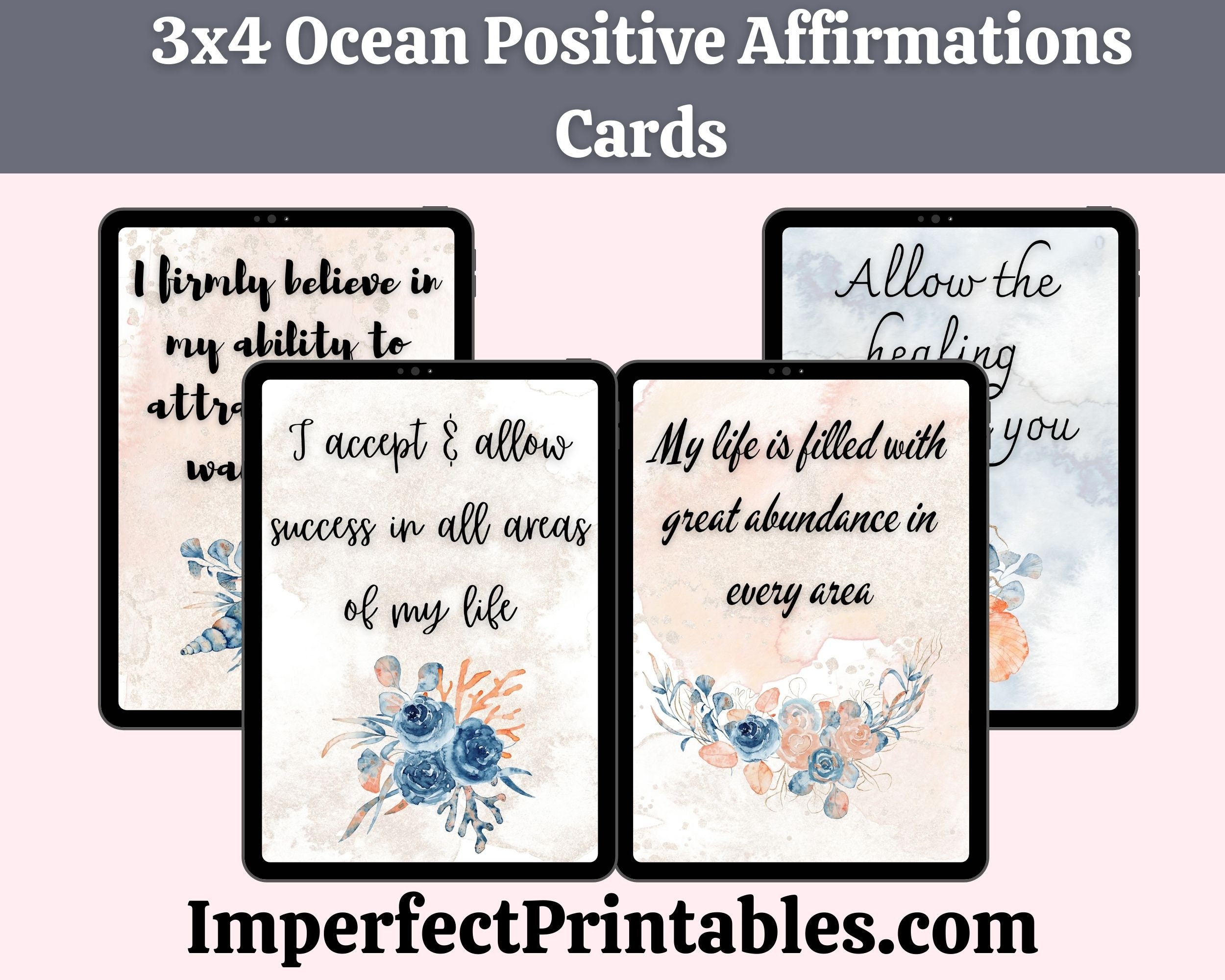 Ocean Theme 3x4 Positive Reminders Positive Affirmation Cards ...