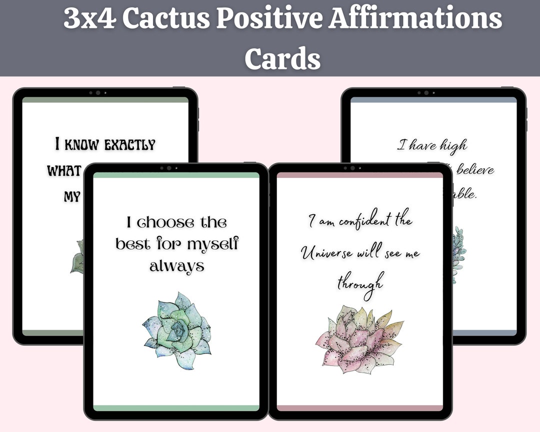 Cactus Theme 3x4 Positive Reminders Positive Affirmation Cards ...