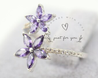 Purple Flower Ring | Etsy