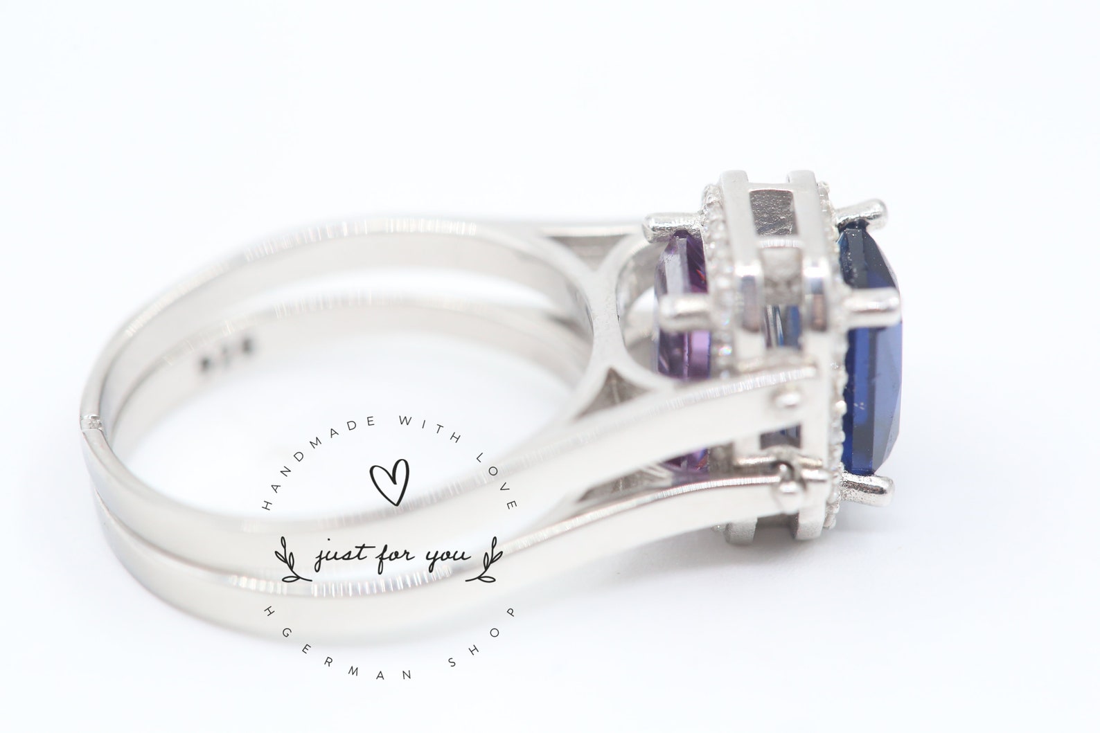 Reversible Ring Emerald Cut Sapphire and Amethyst 2 Band - Etsy