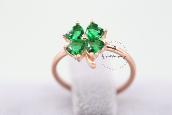 Emerald Green Four Leaf Clover Sterling Silver Adjustable - Etsy